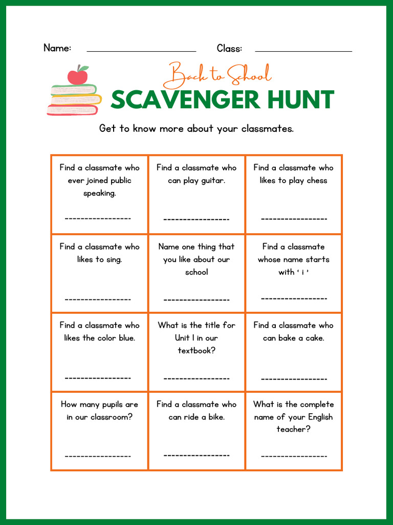 Classmate Scavenger Hunt | PDF