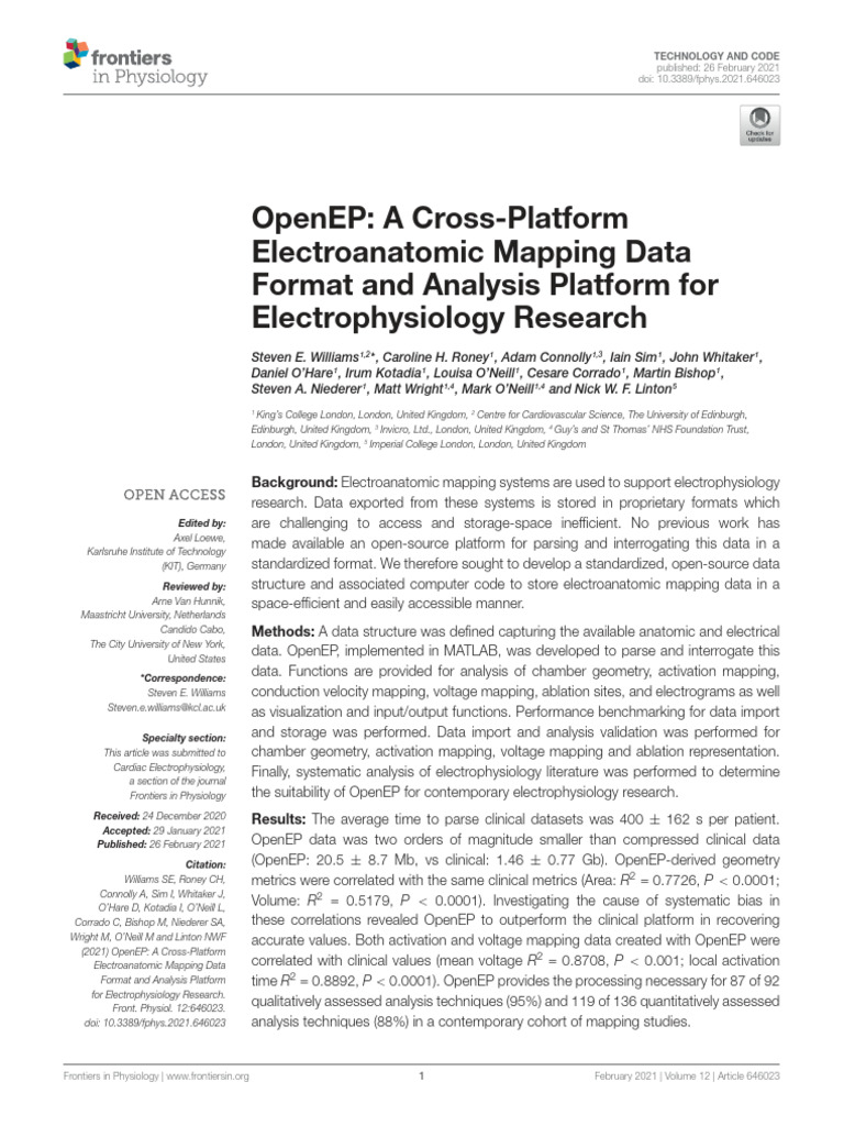 Openep A Cross Platform Electroanatomic Mapping Data Format 2vertlk2k7 | PDF | Data | Computing