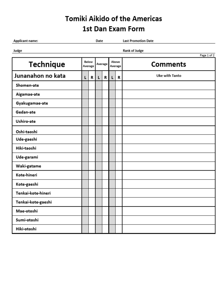 1st Dan Exam | PDF