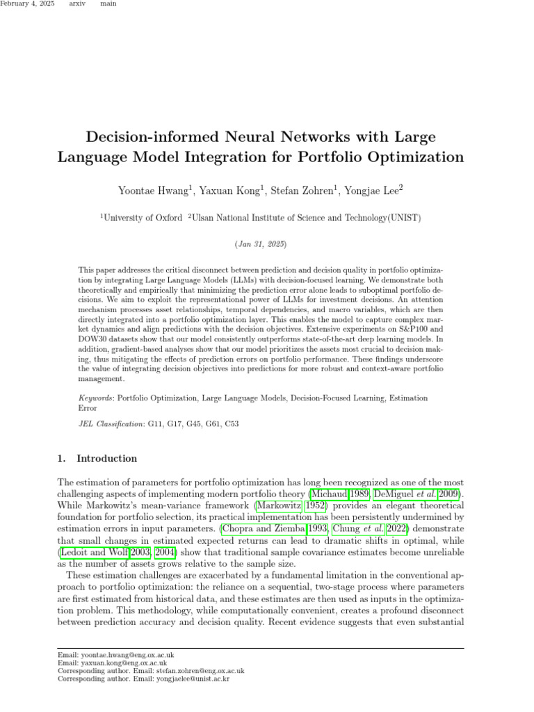 Decision-Informed Neural Networks With Large Language Model Integration For Portfolio ...