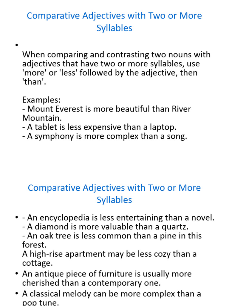 Comparative Adjectives Explained | PDF