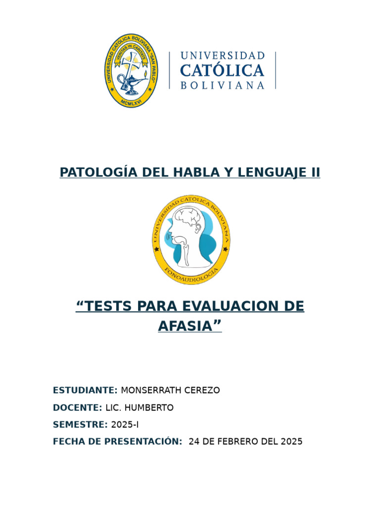 Tests de Afasia: BDAE, WAB y Token | PDF | Afasia | Neurociencia