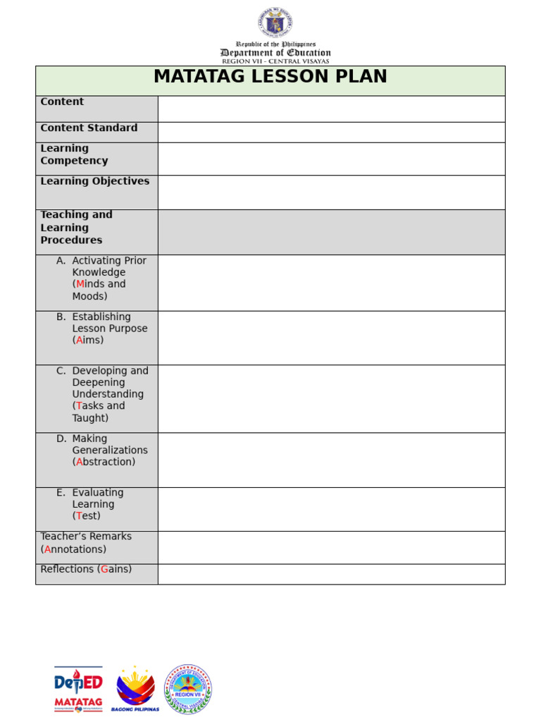 MATATAG Lesson Plan Guide | PDF