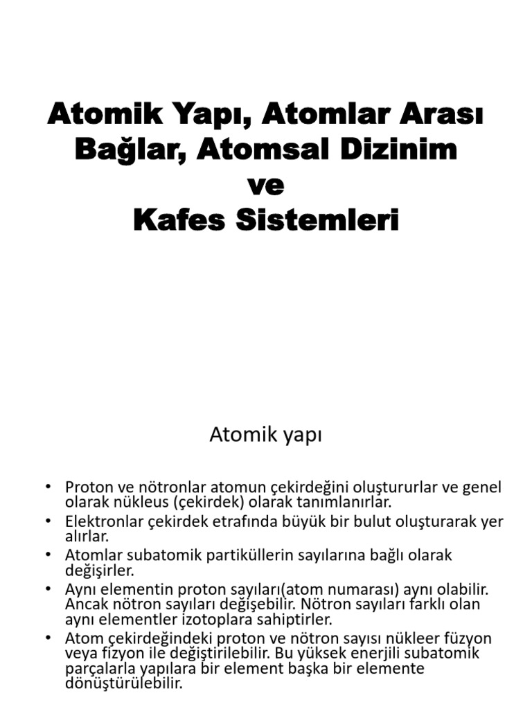 2-Atomik Yapı, Atomlar Arası Bağlar | PDF