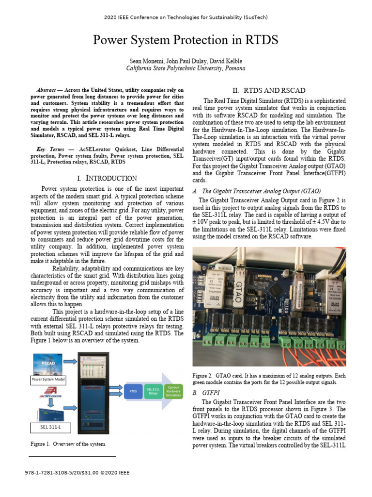 Protección Del Sistema Eléctrico en RTDS | PDF | Relay | Simulation