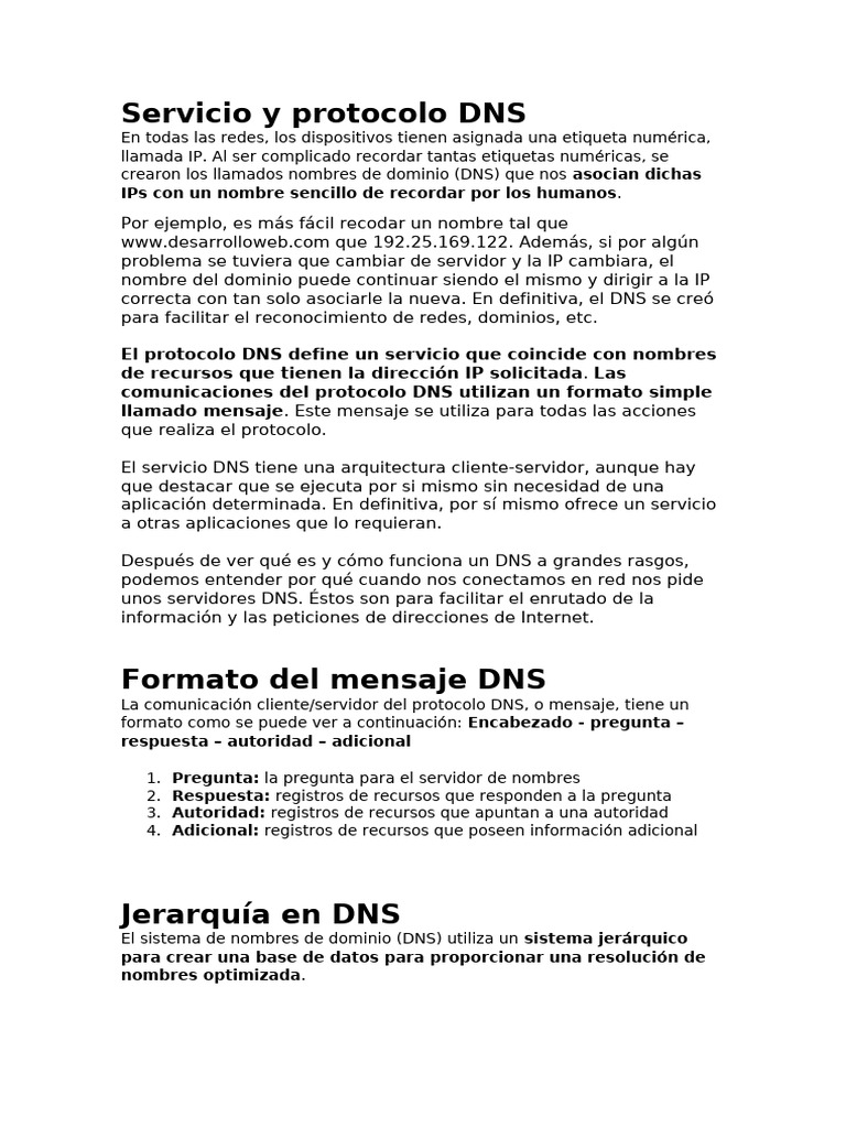 Protocolo y Servicio de DNS | PDF | sistema de nombres de dominio | Redes