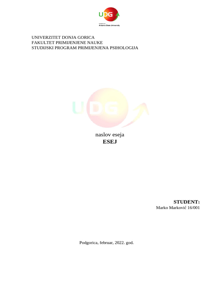 Template - Esej (Za Diplomski Rad) | PDF