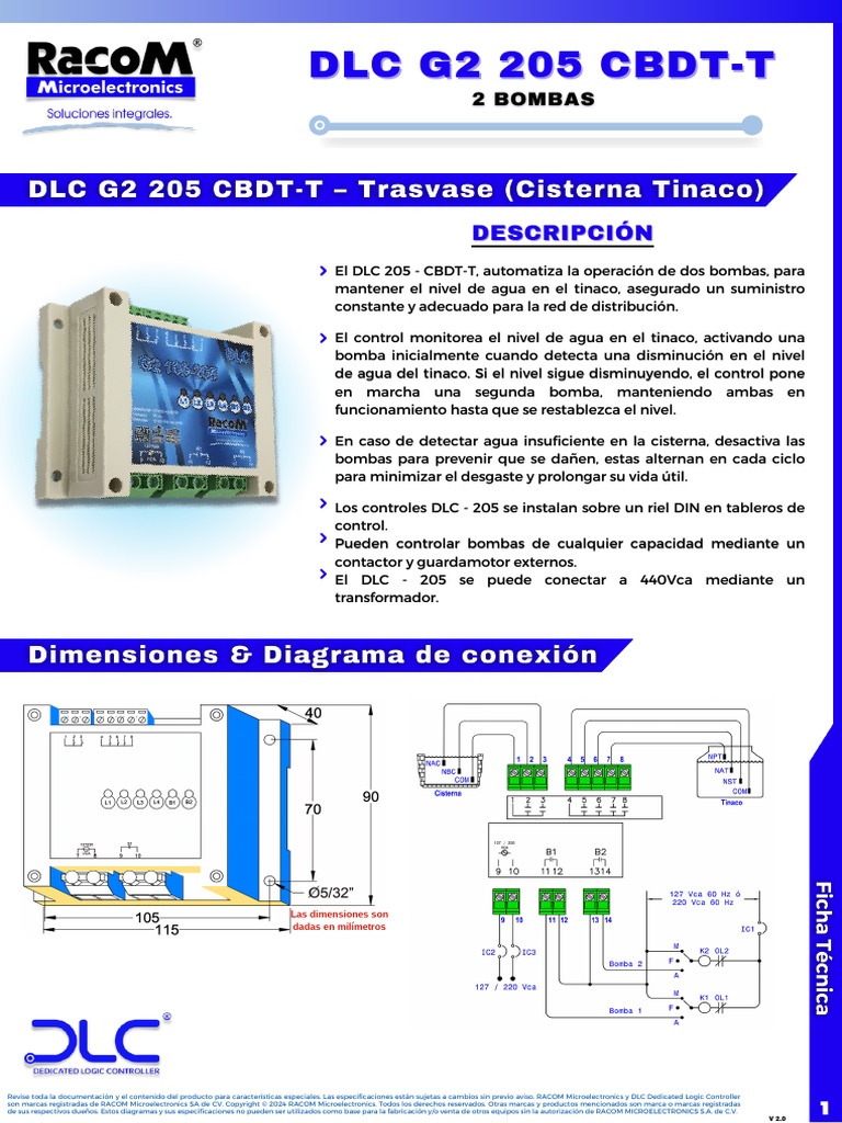 DLC G2 205 Ficha Técnica V2 | PDF | Ingenieria Eléctrica | Electricidad