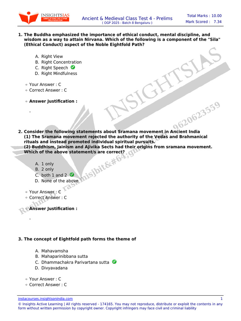 Ancient & Medieval Class Test 4 - Prelims-28-Feb-25 03 - 29 - 27 | PDF ...