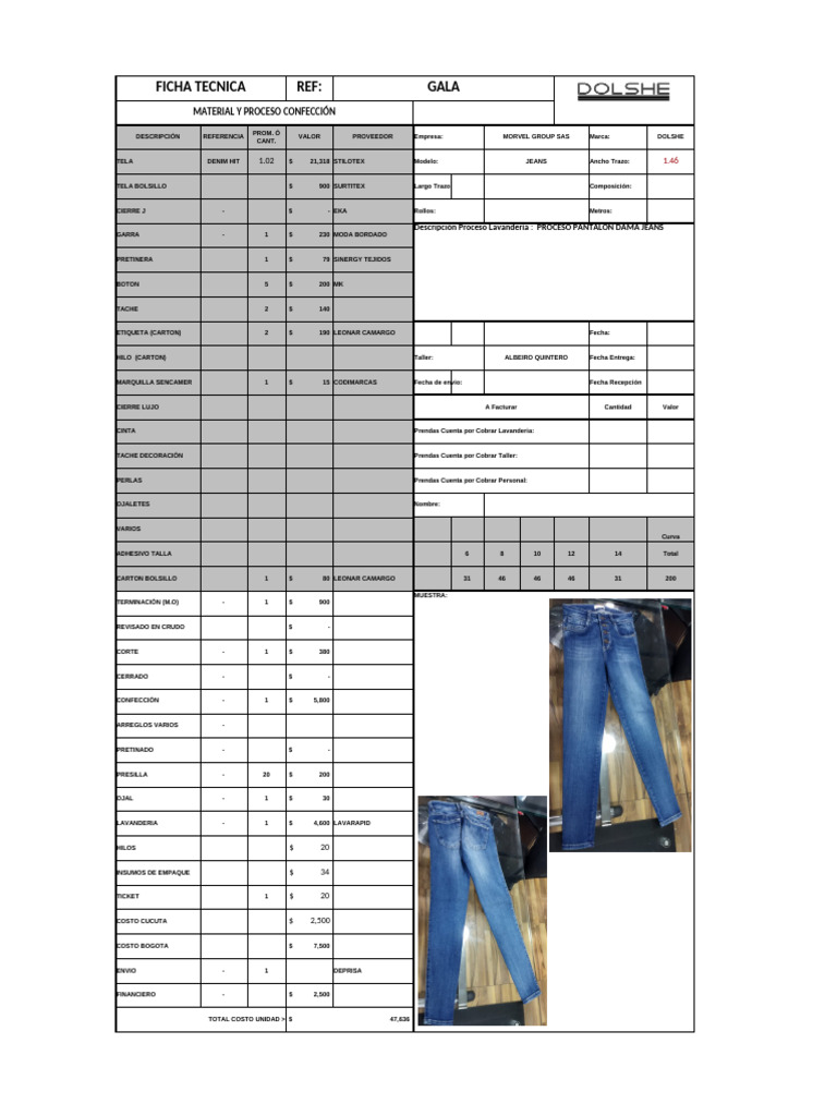 Ficha de Costos Blessd Woman Con Camisa Polo Dama | PDF | Pantalones | Softlines (venta minorista)