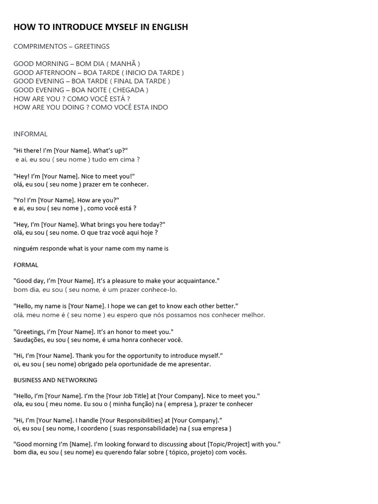 AULA - How To Introduce Myself - Oneil | PDF