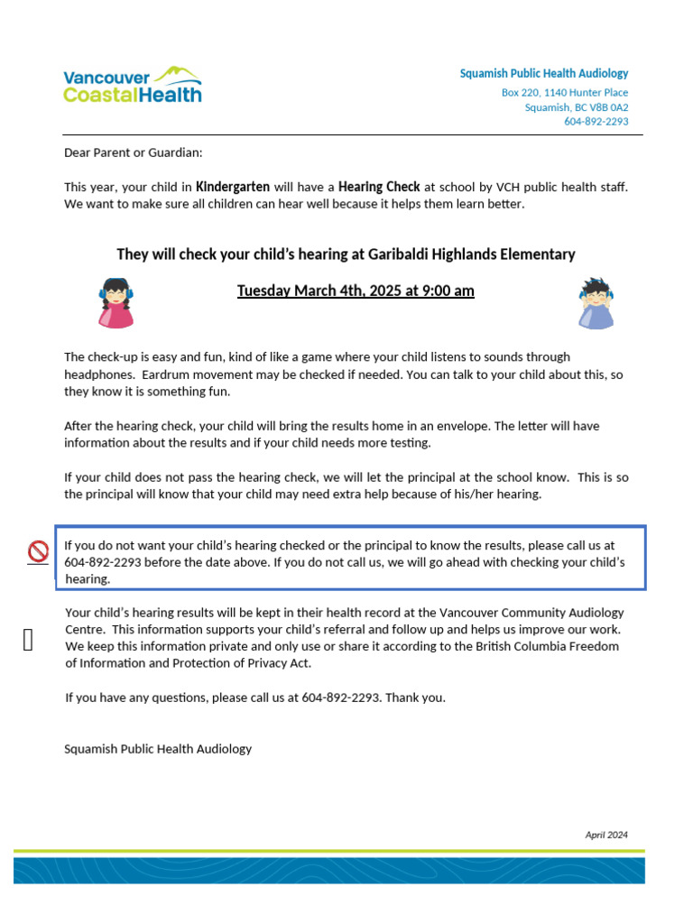 2024-2025 Template Parent HEARING Letter | PDF