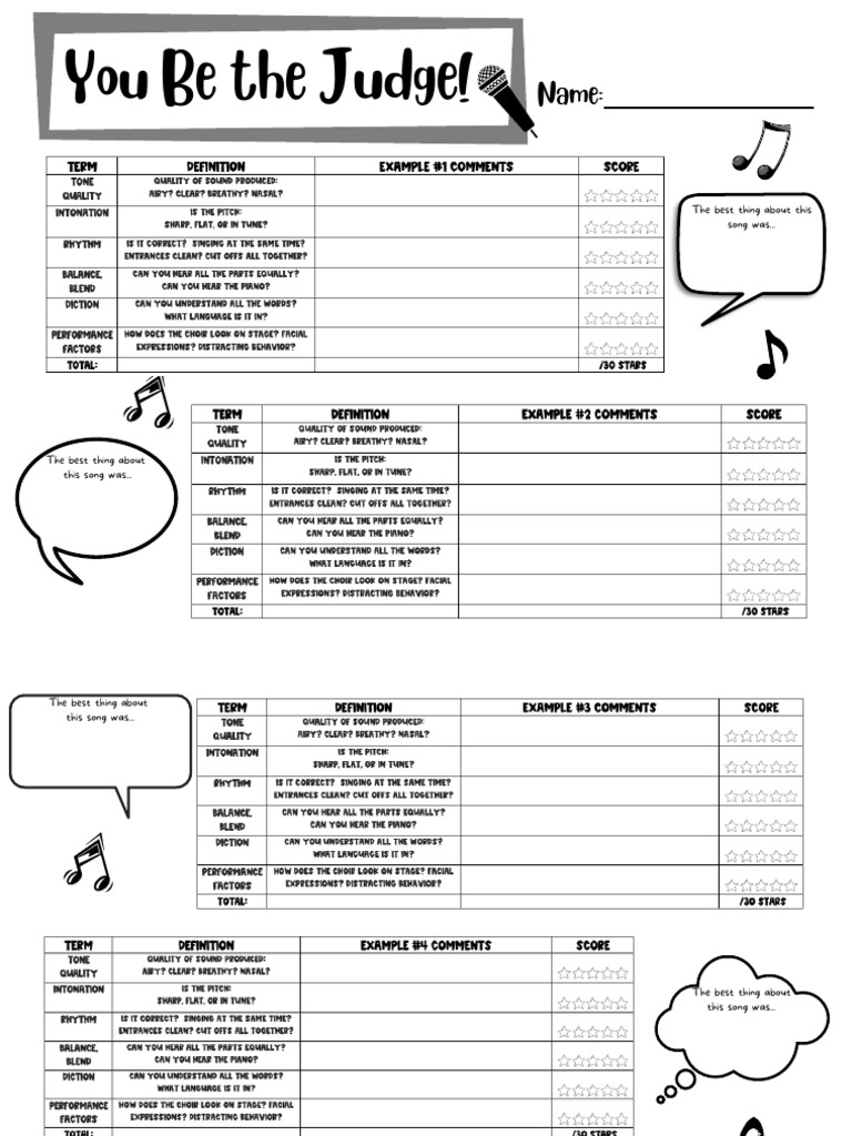 You Be the Judge: Song Evaluation Worksheet | PDF