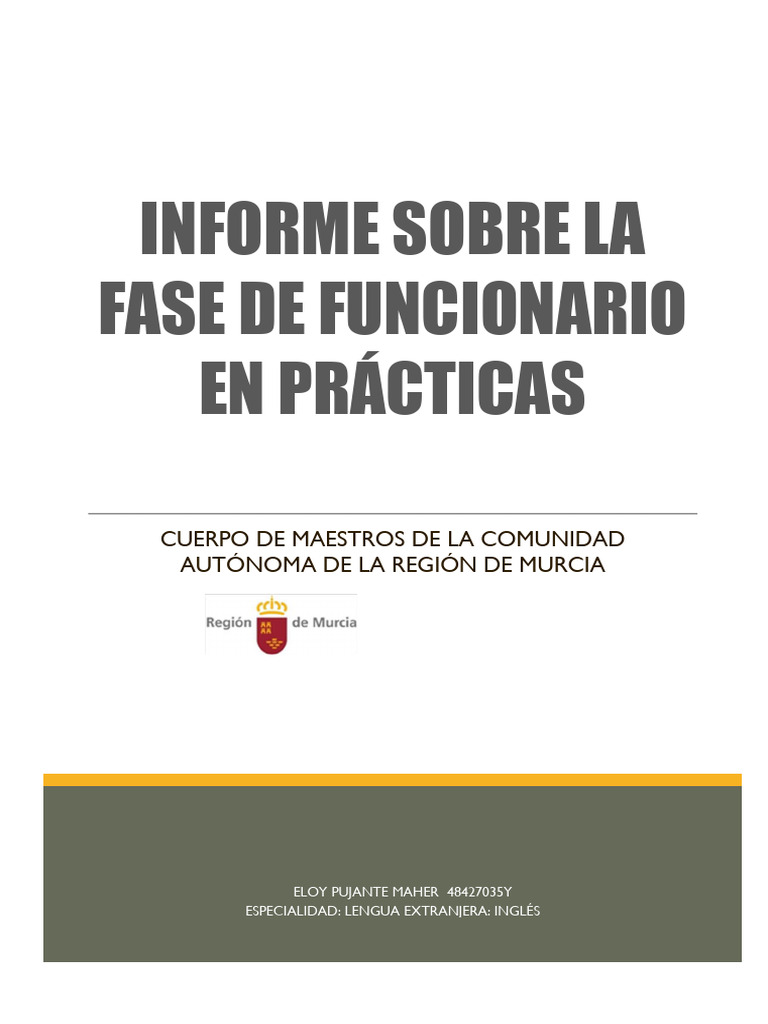 INFORME FUNCIONARIO EN PRÁCTICAS 2022 | PDF | Maestros | Enseñando