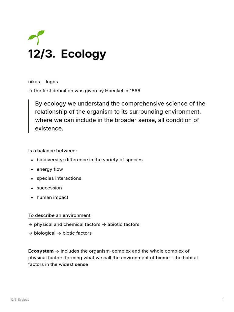 Introduction to Ecology Concepts | PDF