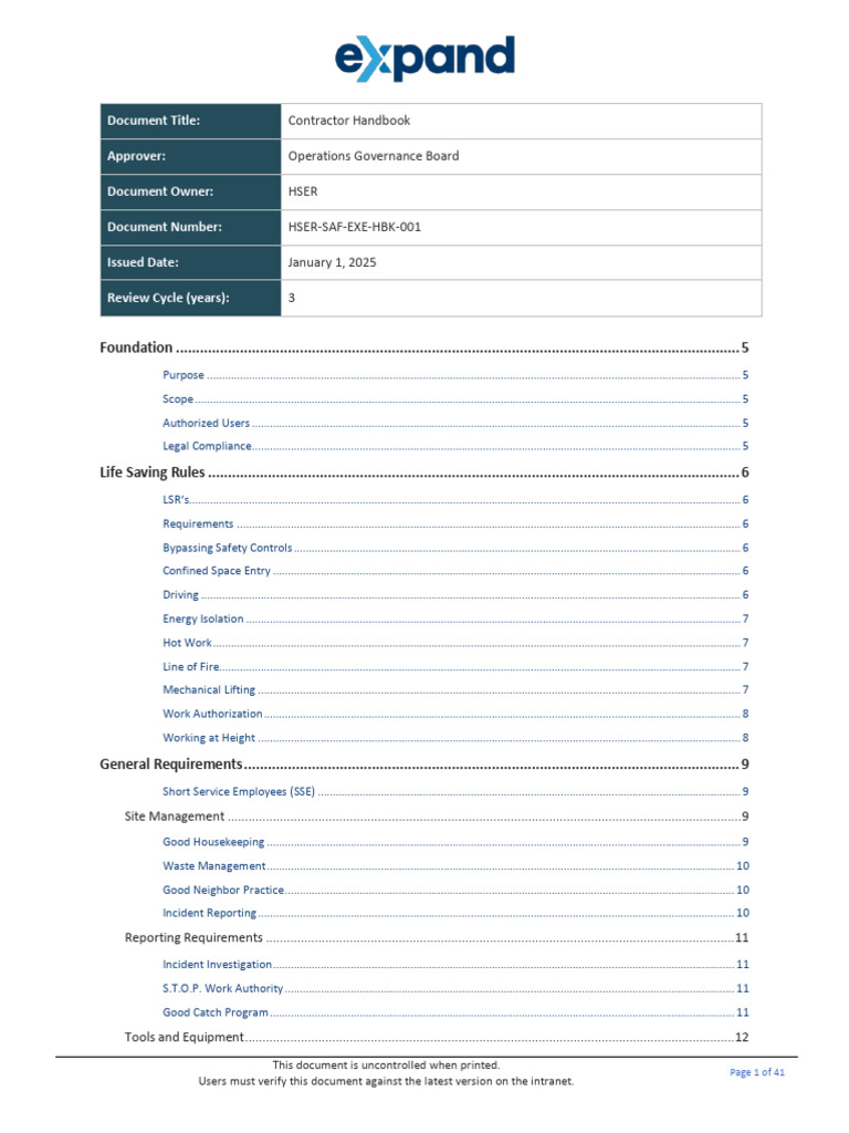 Contractor Safety Handbook Overview | PDF | Waste | Hazardous Waste