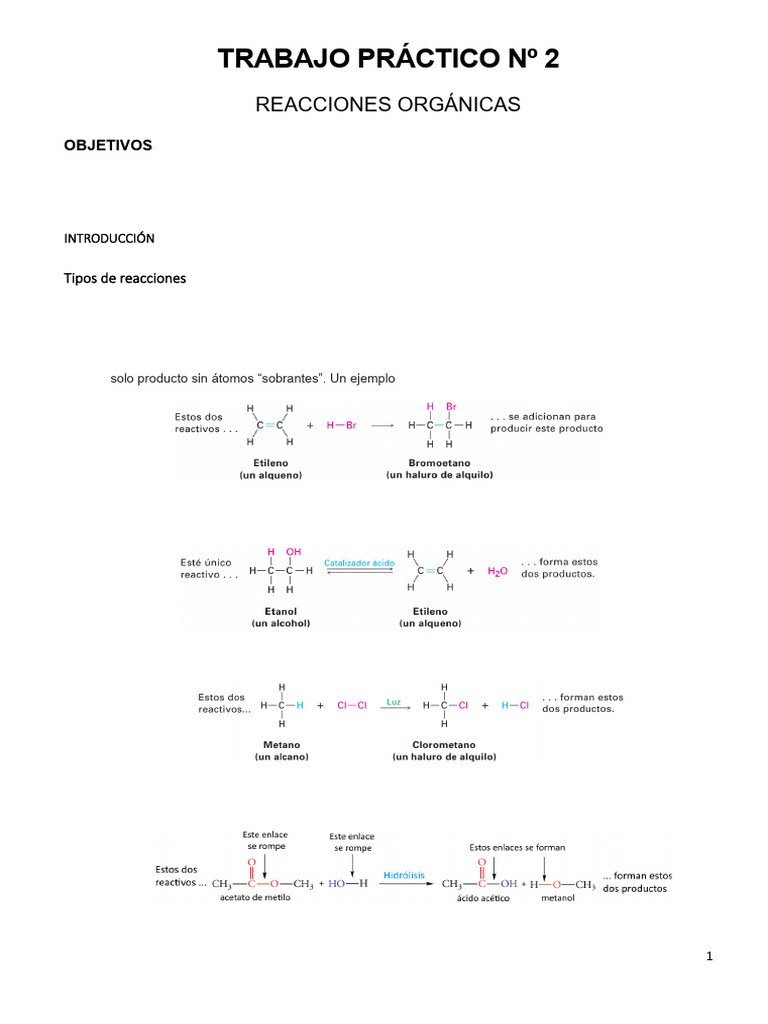 TP 2 Reacciones Orgánicas | PDF | Enlace químico | Polaridad química