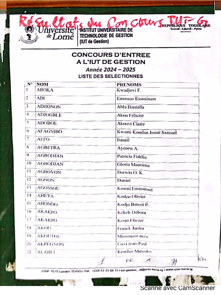 Résultats Final Concours IUT-G 2024-2025 | PDF