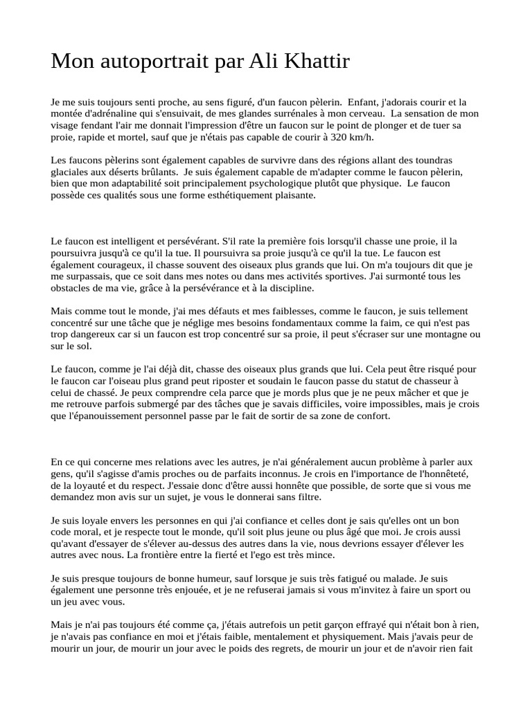 Mon autoportrait : Force et résilience | PDF