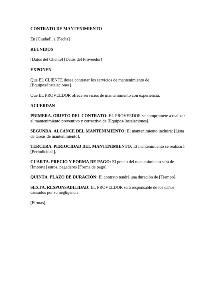 Modelo de Contrato de Mantenimiento | PDF