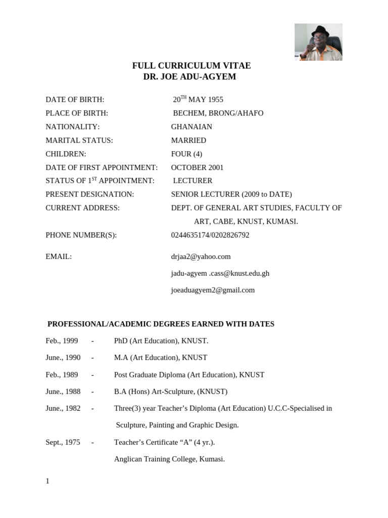 Dr. Joe Adu-Agyem's CV and Academic Profile | PDF | Thesis | Ghana