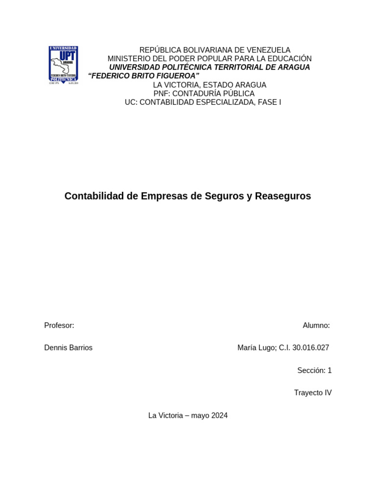 Informe de Contabilidad de Seguros y Reaseguros | PDF | Seguro | Reaseguro