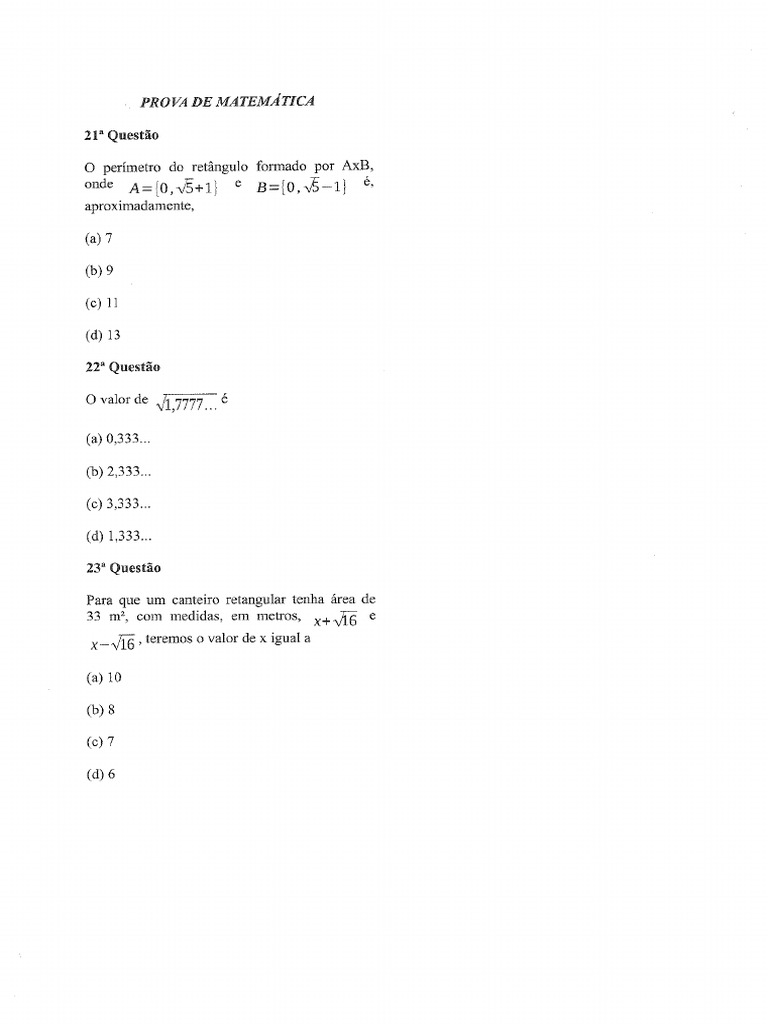 Prova Moc 2023 Mat | PDF