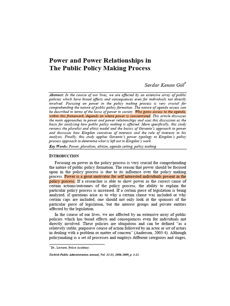 Policy Theories READING 805 Kingdon Analysis | PDF | Political Science