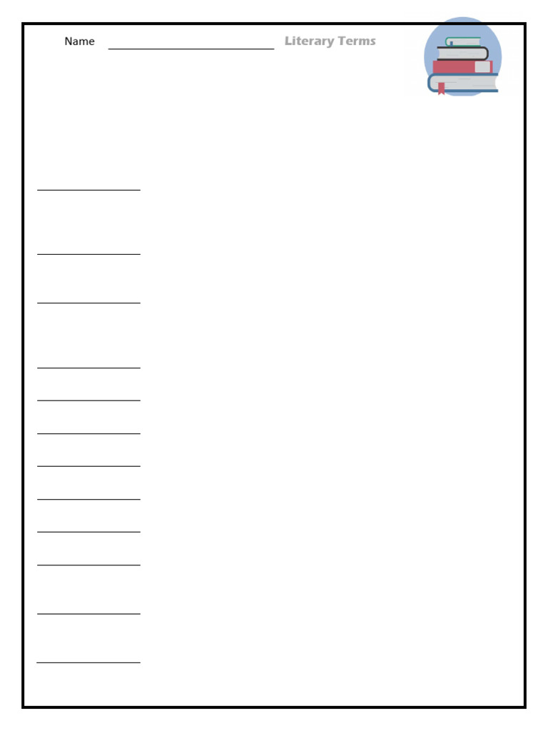Literary Terms Worksheet Review | PDF