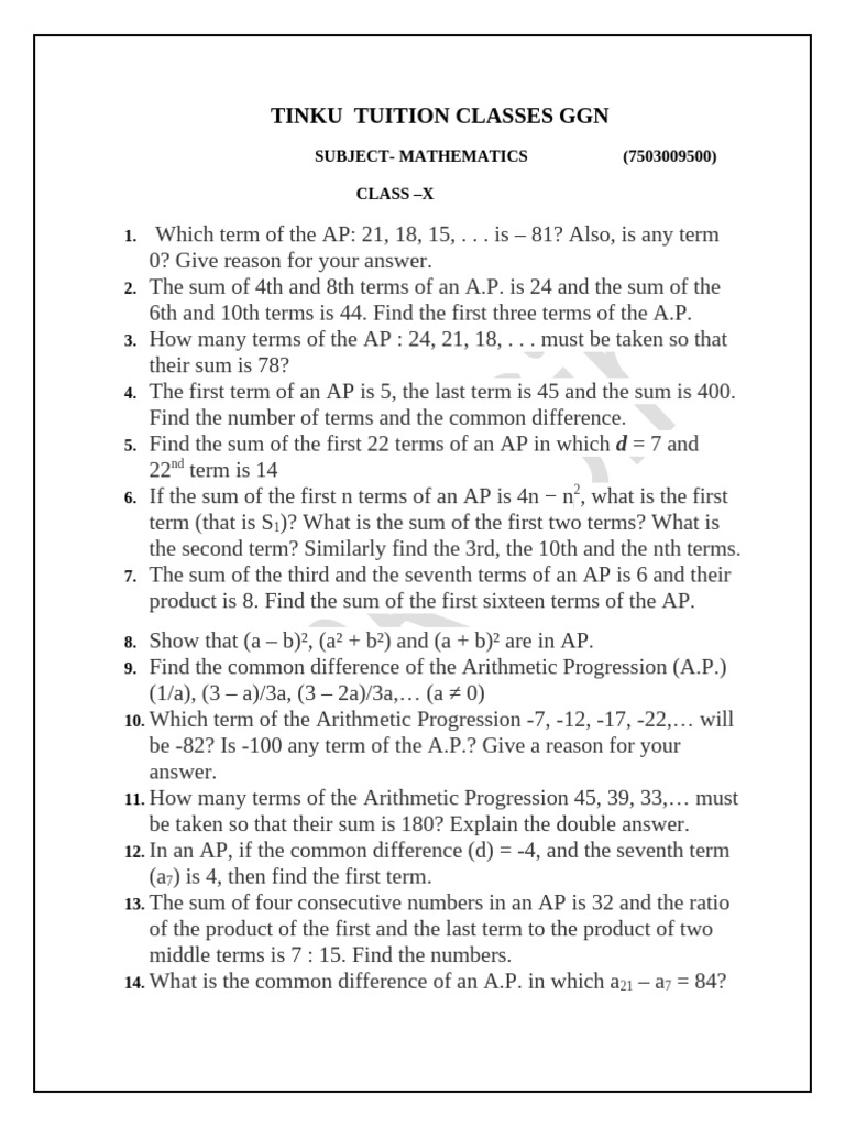 10 MATHS CH5 | PDF | Mathematics | Arithmetic