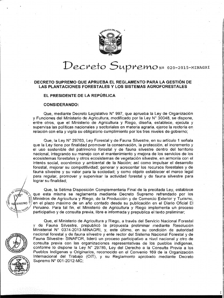 3.decreto Supremo Que Aprueba El Reglamento para La Gestion de Las Plantaciones Forestales y Los ...
