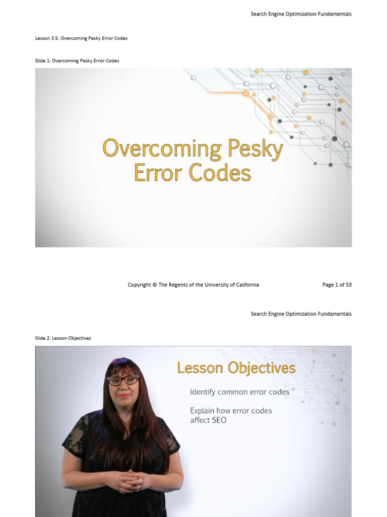 SEO: Overcoming Error Codes | PDF | Search Engine Optimization | Internet