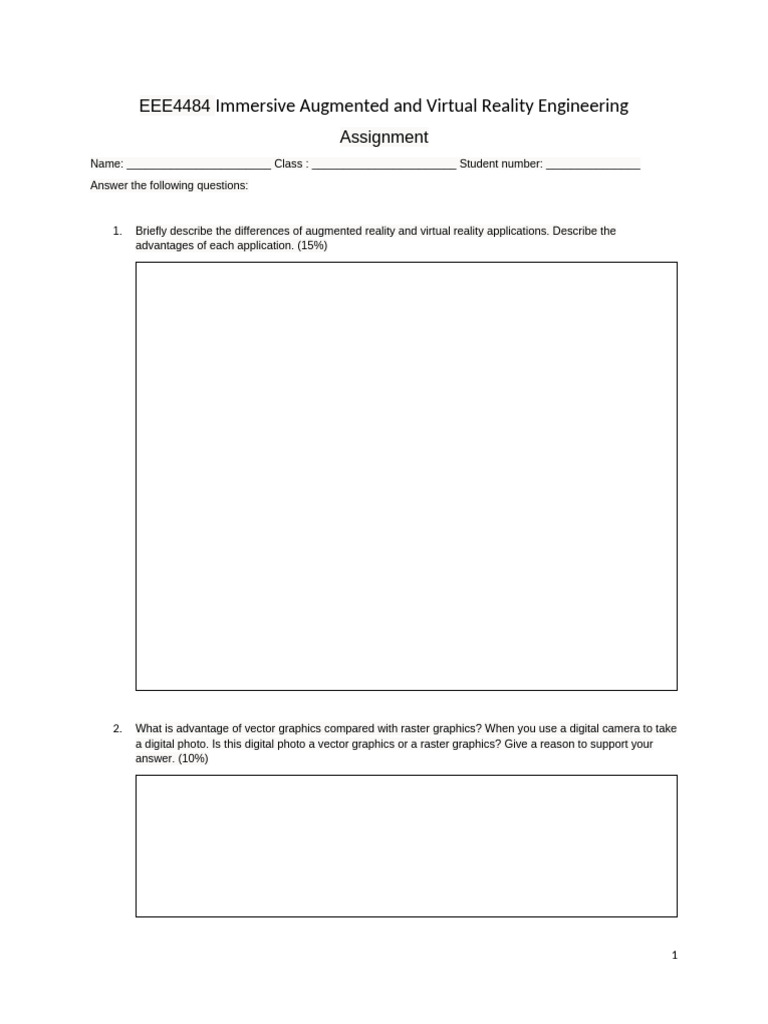 EEE4484 XR Engineering - Assignment | PDF