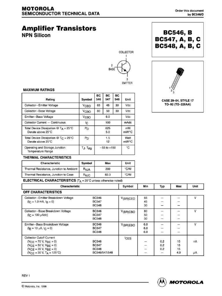 Hoja de Datos Transistor | PDF