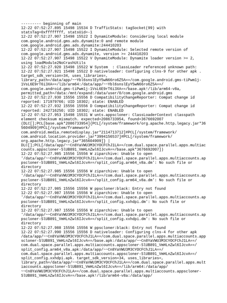 Com.dual.Space.parallel.apps.Multiaccounts.appscloner Logcat | PDF | Java Platform | Software ...