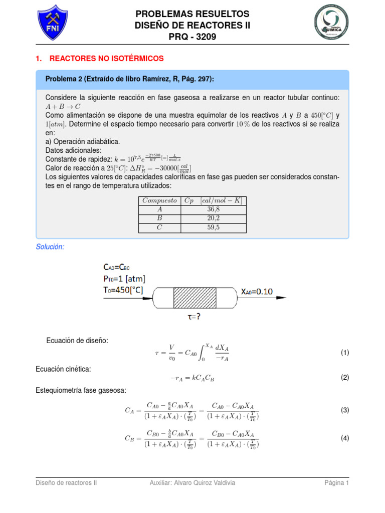 Diseño de Reactores Homogeneos, Ramirez | PDF | Química Física | Ingeniería de Procesos