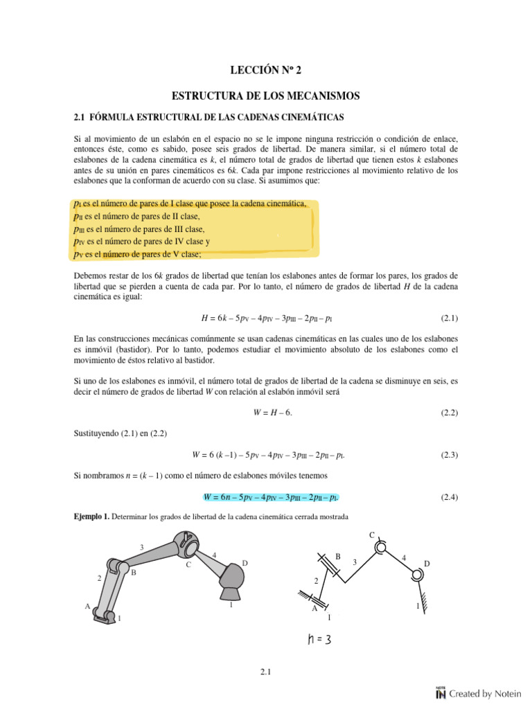 Lección 2 Estructura de Los Mecanismos | PDF | Eje | Cinemática