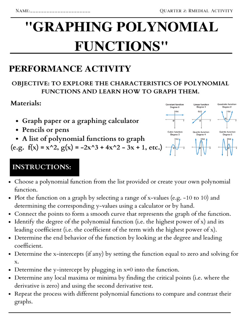 Title Graphing Polynomial Functions Objective To explore the ...