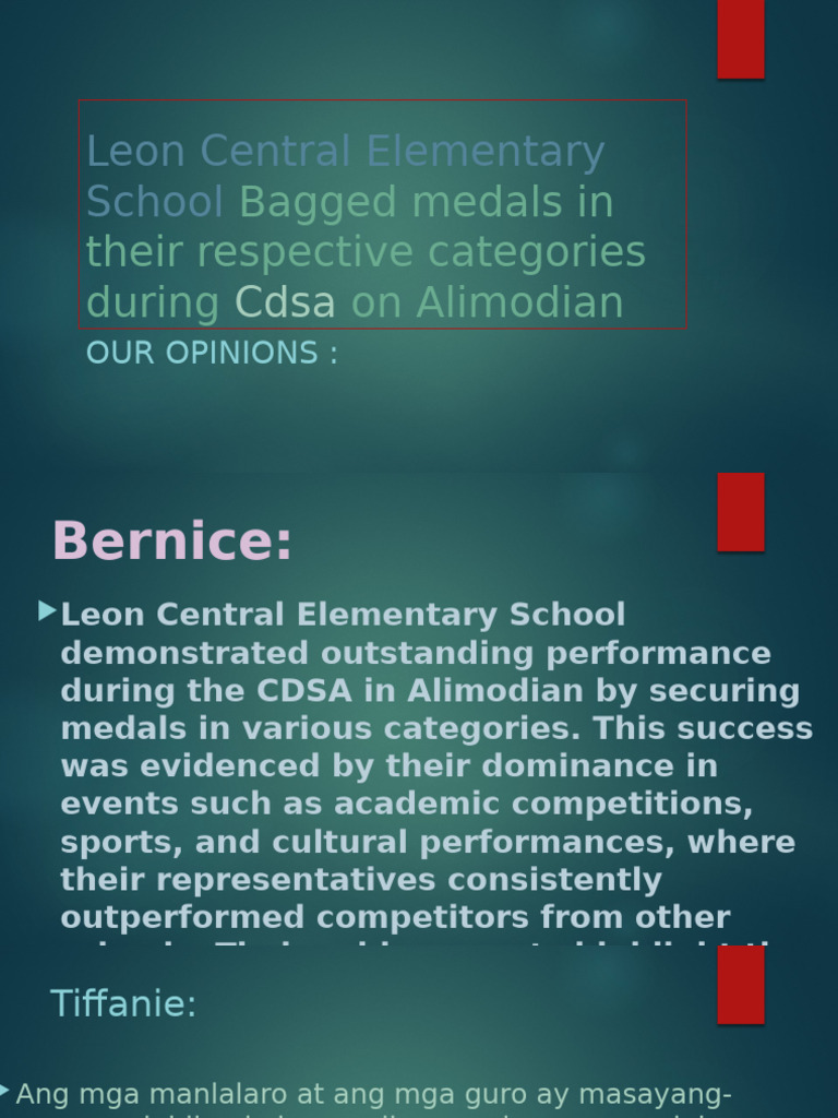 Leon Central Elementary School: Bagged Medals in Their Respective ...