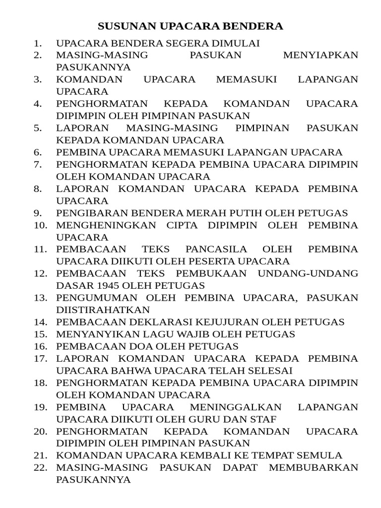 Susunan Upacara Bendera | PDF