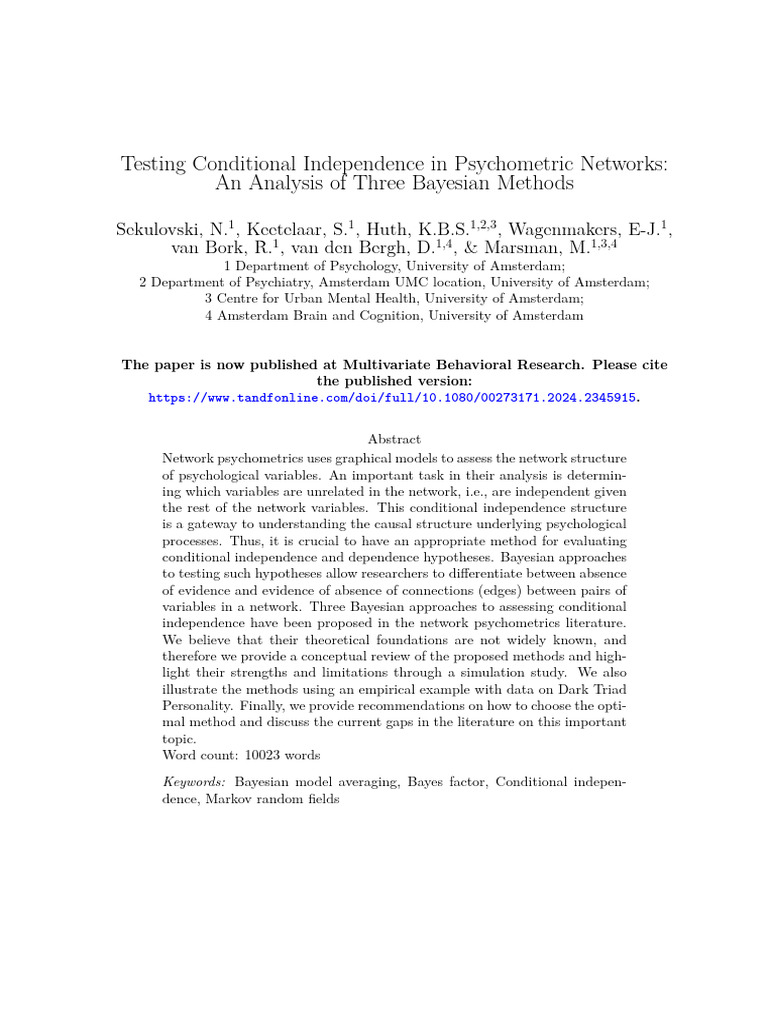 Manuscript | PDF | Bayesian Inference | Bayesian Network