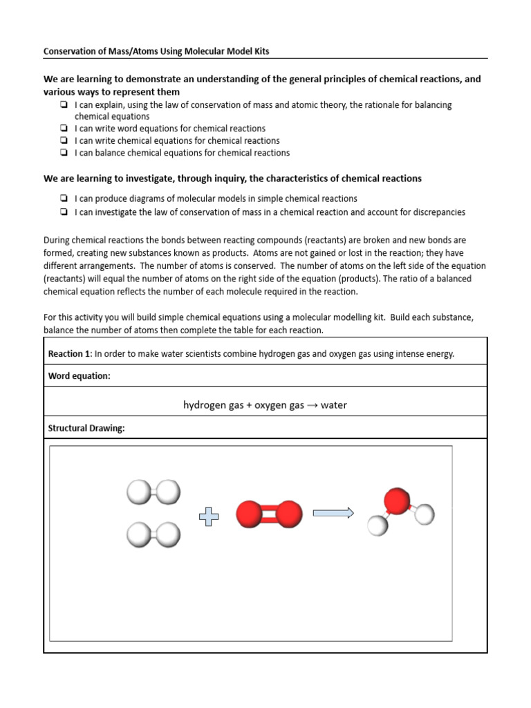 Ali Salman - Conservation of Mass Atoms Using Molecular Models ...