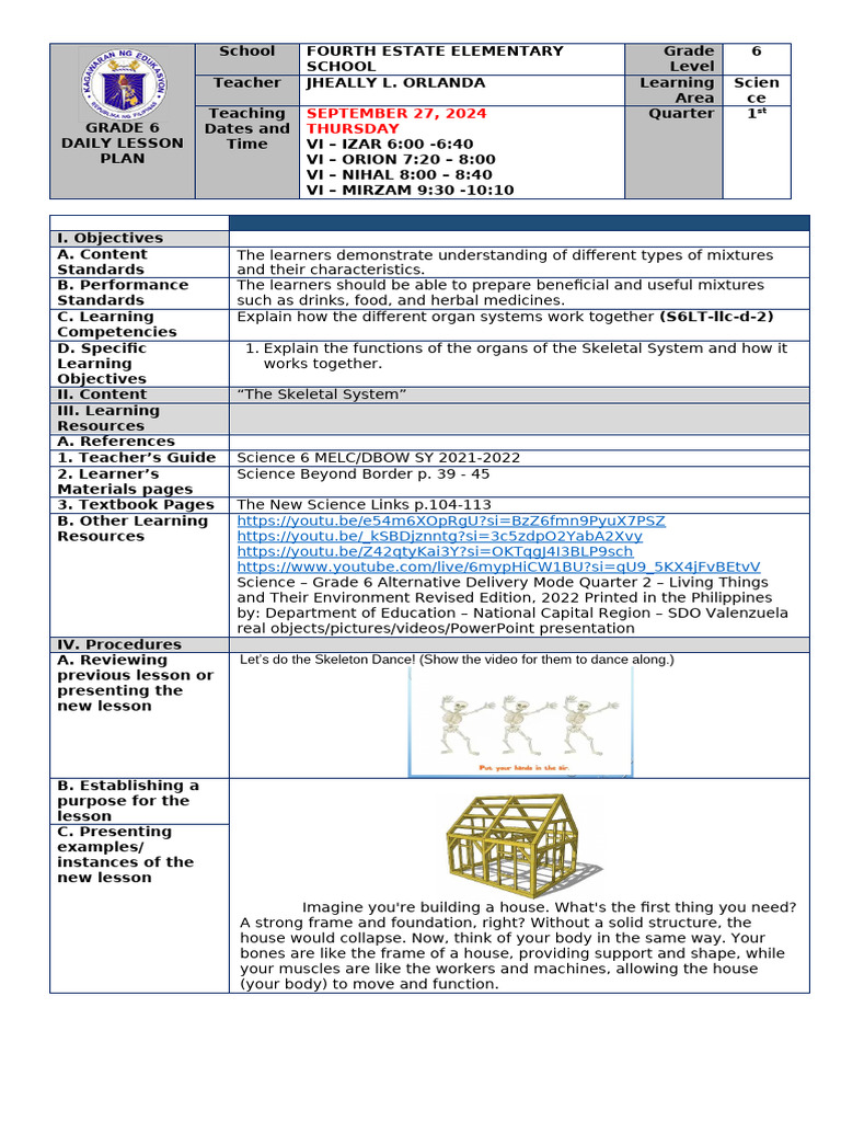 Q2-SCI-DLP-W1D1-Skeletal System 1 | PDF | Vertebral Column | Human Musculoskeletal System