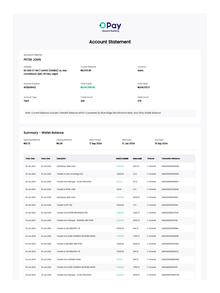 Opay | PDF | Debits And Credits | Business