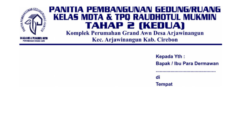 Amplop Pembangunan Kelas MDTU Besar | PDF