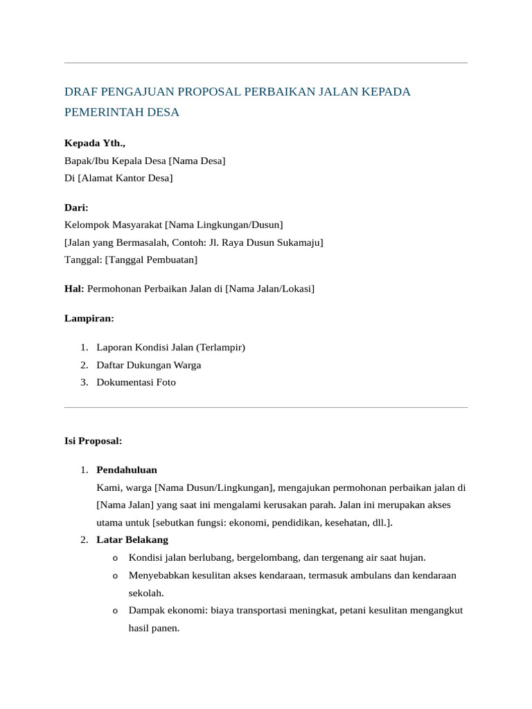 Pengajuan Dan Laporan Perbaikan Jalan | PDF
