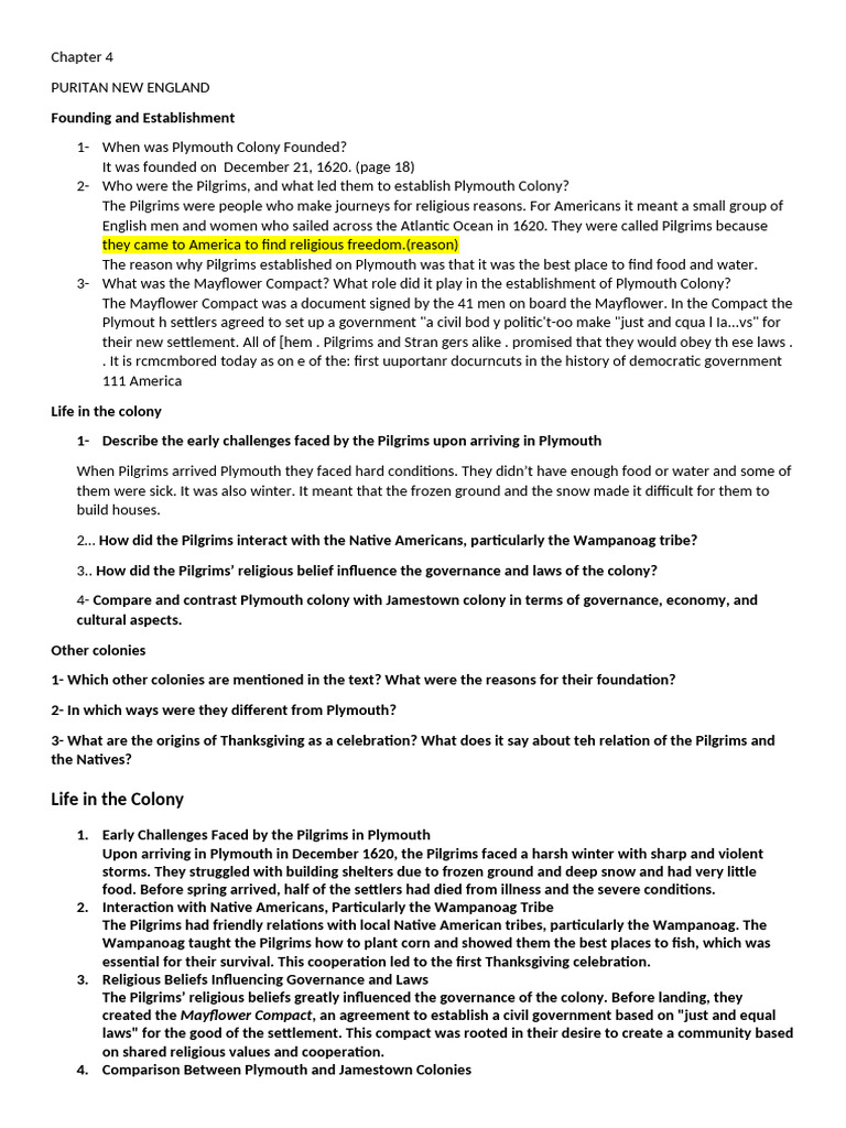 Chapter 4 | PDF | Plymouth Colony | British Colonization Of The Americas