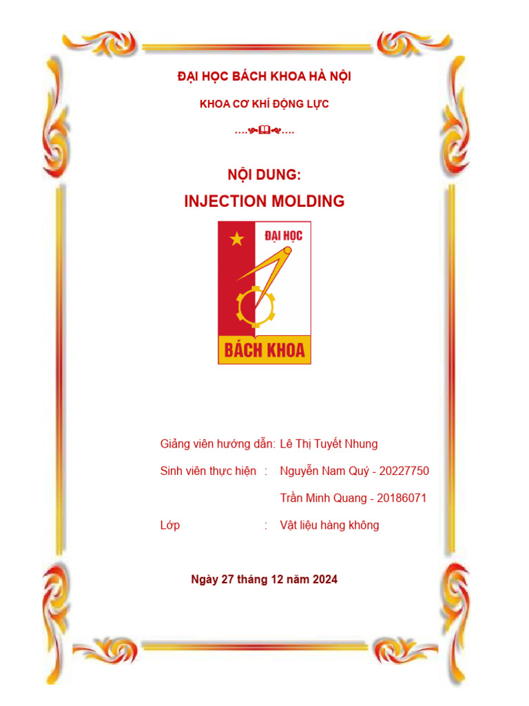 VLHK Injection Molding-Nhóm 20 | PDF