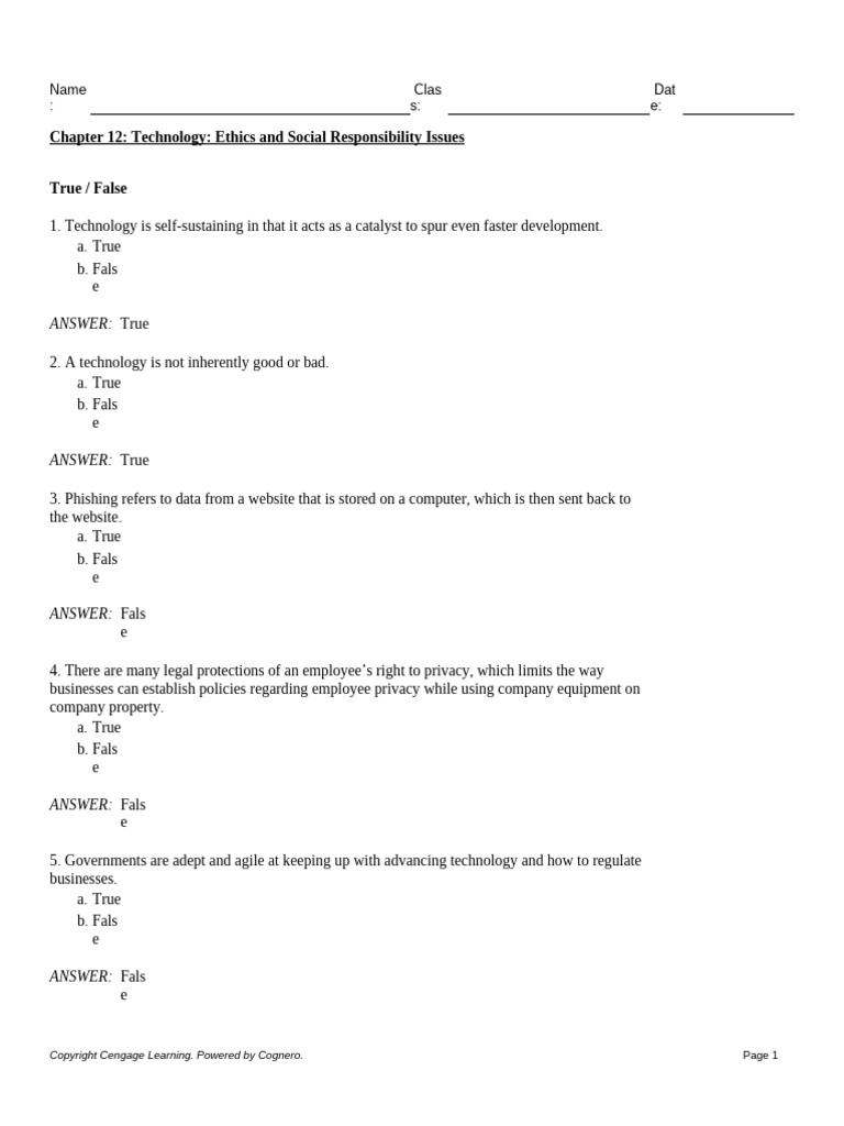 Chapter 12 Technology Ethics and Social Responsibility Issues | PDF ...