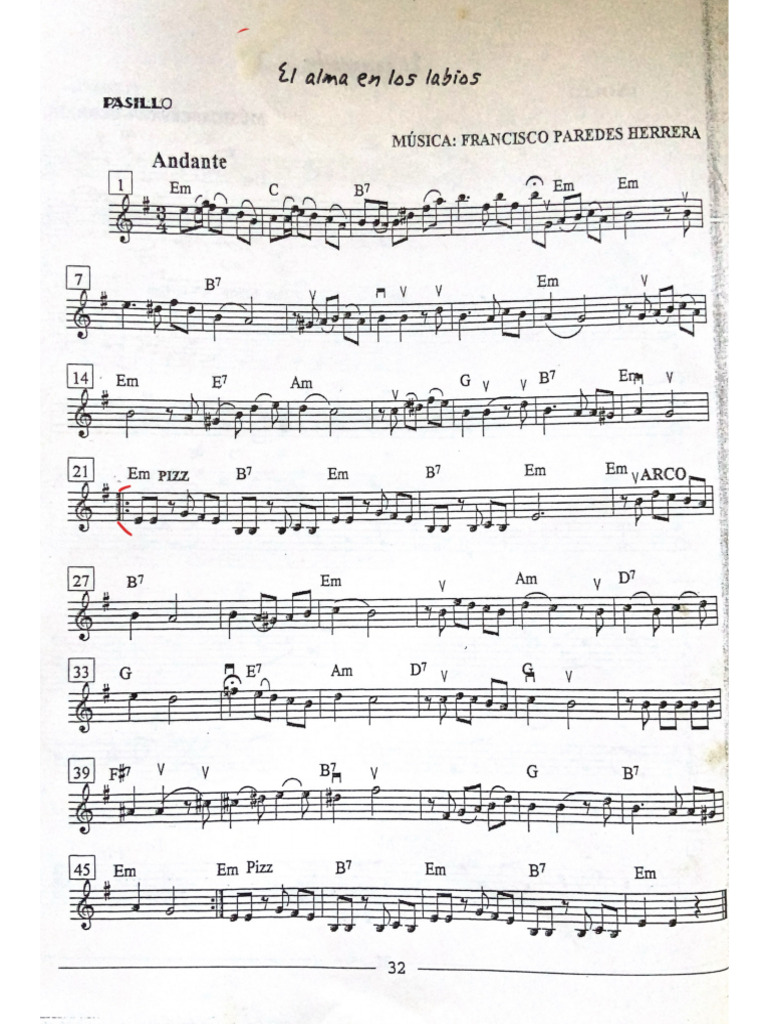 Paredes Francisco Partitura El Alma en Los Labios | PDF